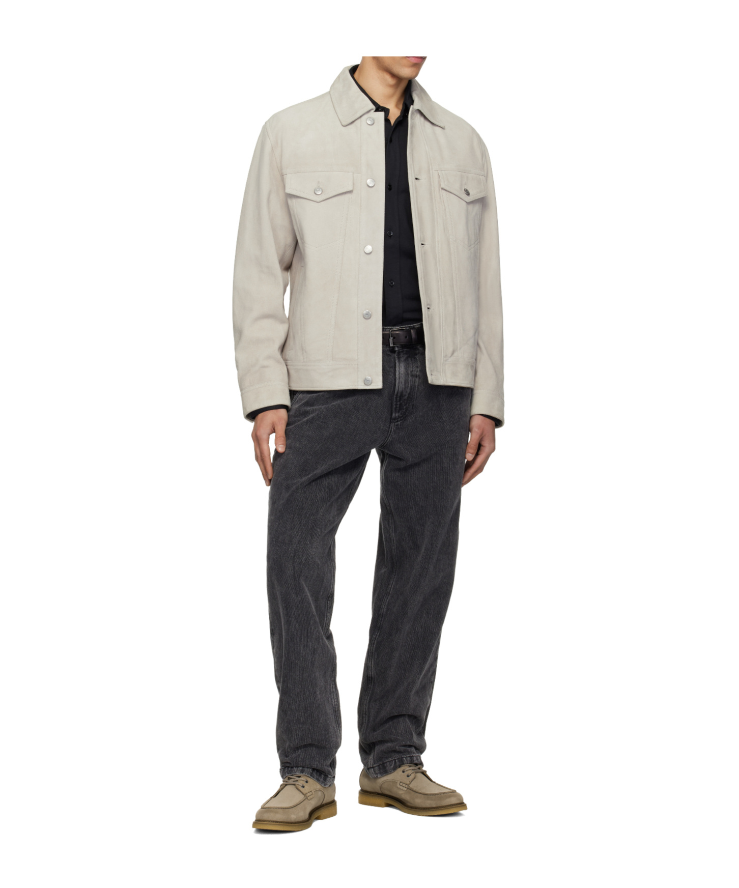 HUGO BOSS Hugo Boss Long-Sleeved Lapel Leather Jacket